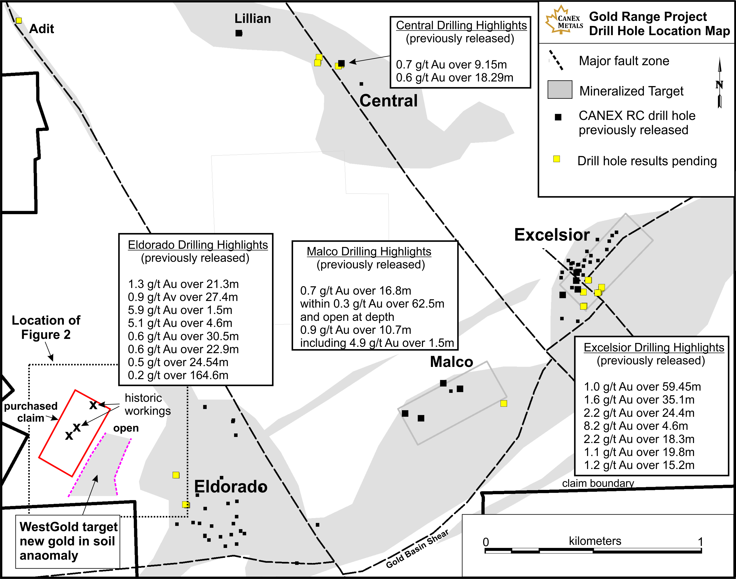 Figure 1. Gold Range Property map showing the location of the new ...